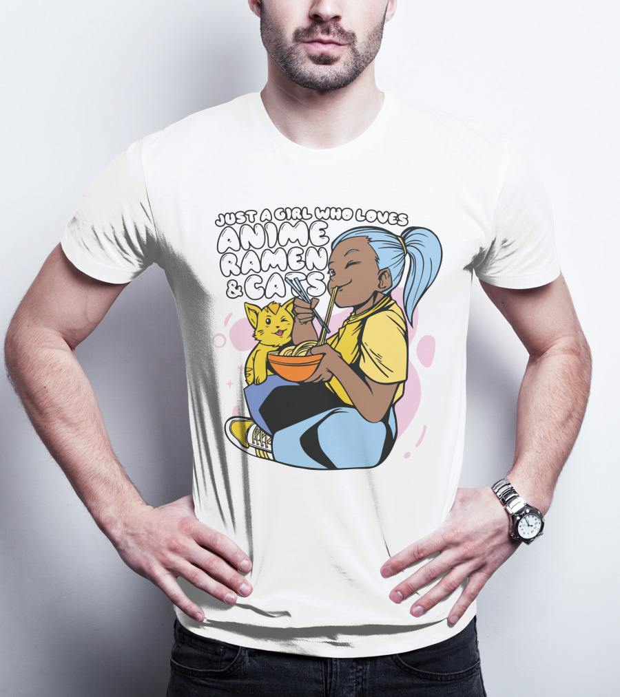 Just A Girl Who Loves Anime Ramen And Cats T-Shirt