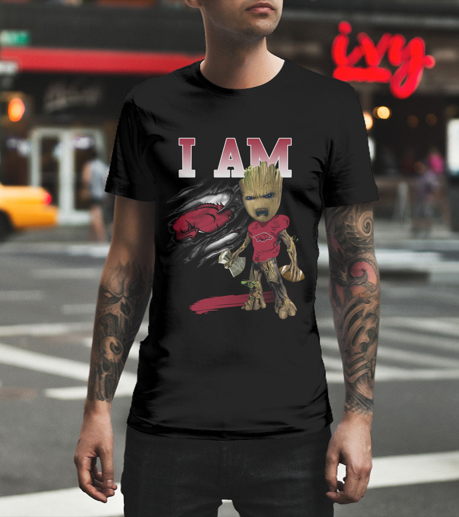 I Am Groot Arkansas Razorbacks Football T-Shirt