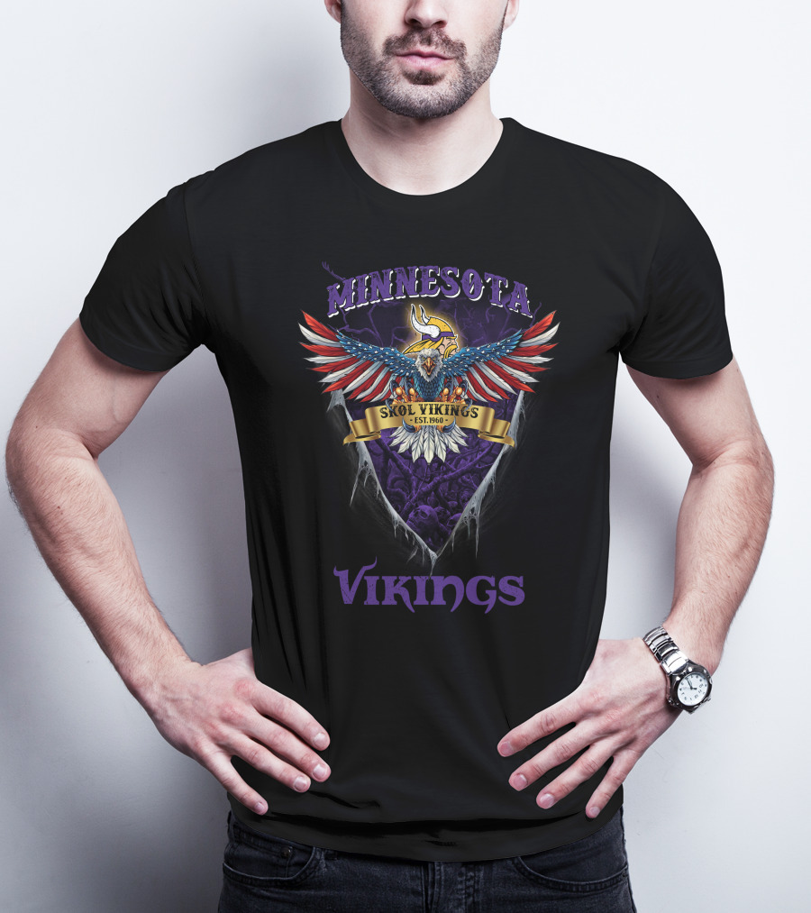 Minnesota Skol Vikings Us Eagle Est. 1960 T-Shirt