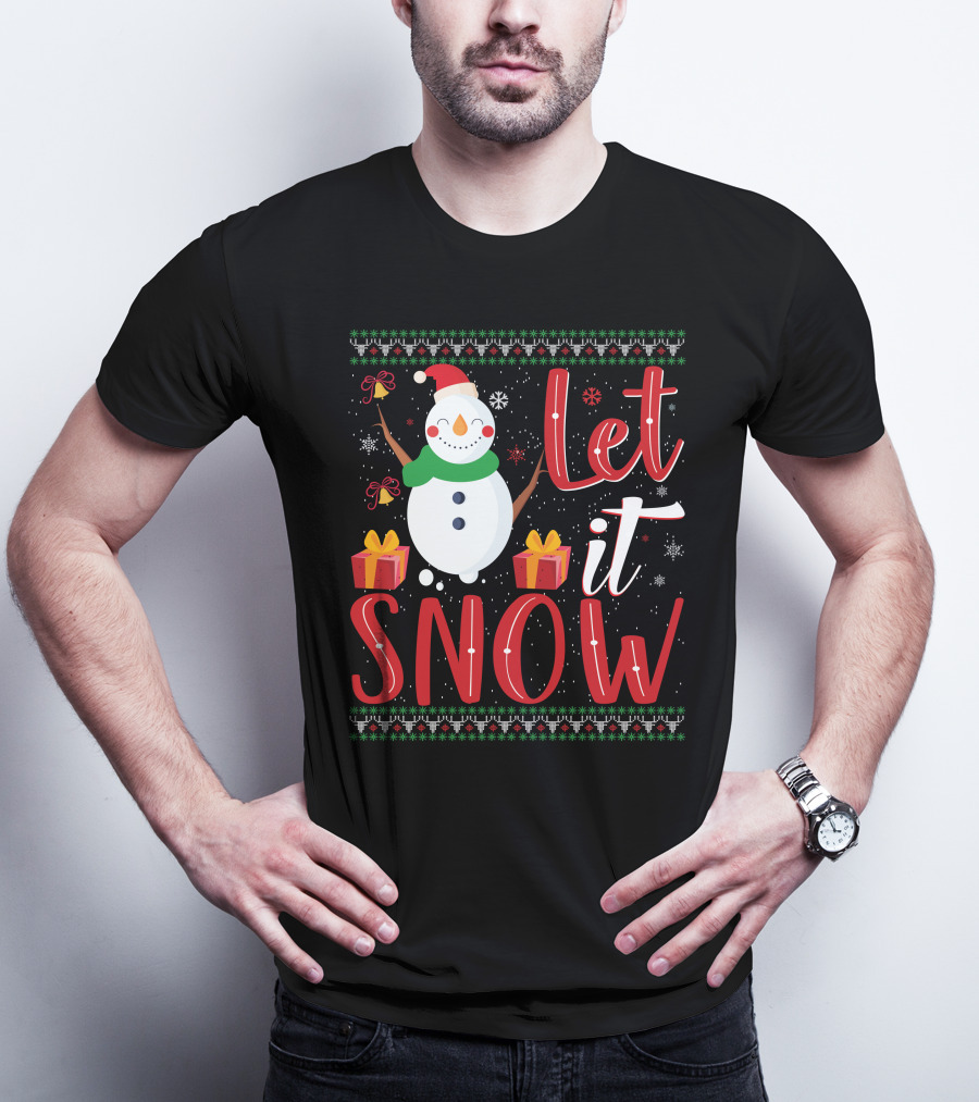 Let It Snow Snowman Christmas Presents Holiday T-Shirt