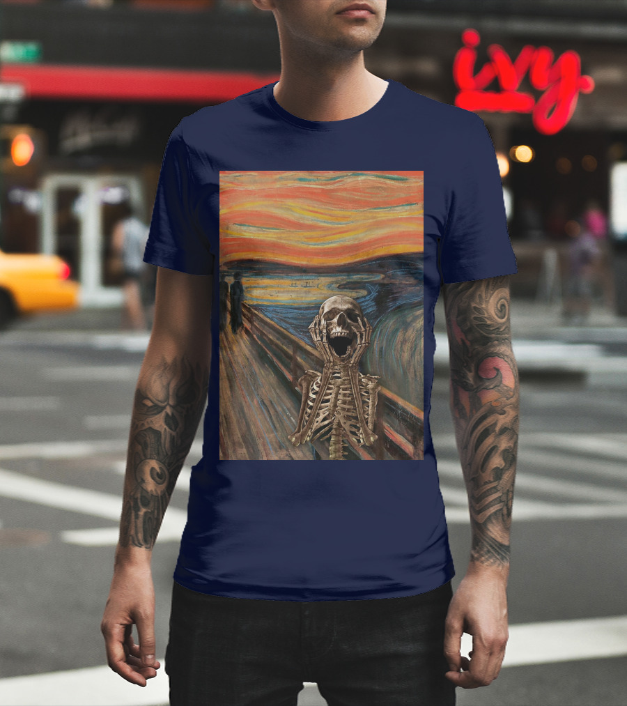 The Scream Skeleton In Edvard Munch T-Shirt