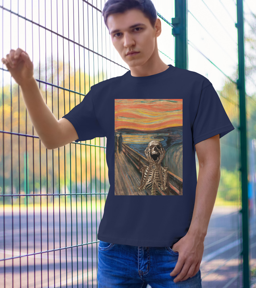 The Scream Skeleton In Edvard Munch T-Shirt