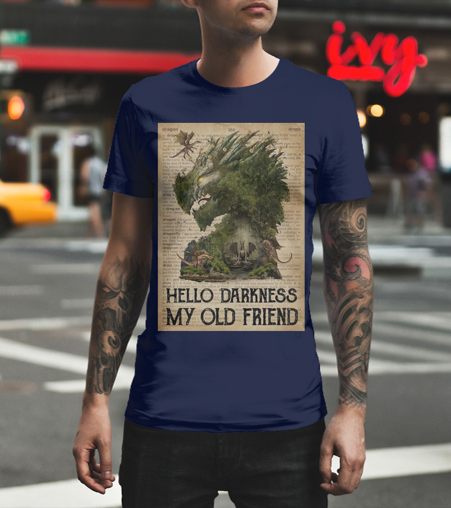 Dragon Hello Darkness My Old Friend Dictionary Page T-Shirt
