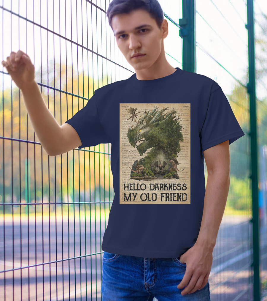 Dragon Hello Darkness My Old Friend Dictionary Page T-Shirt