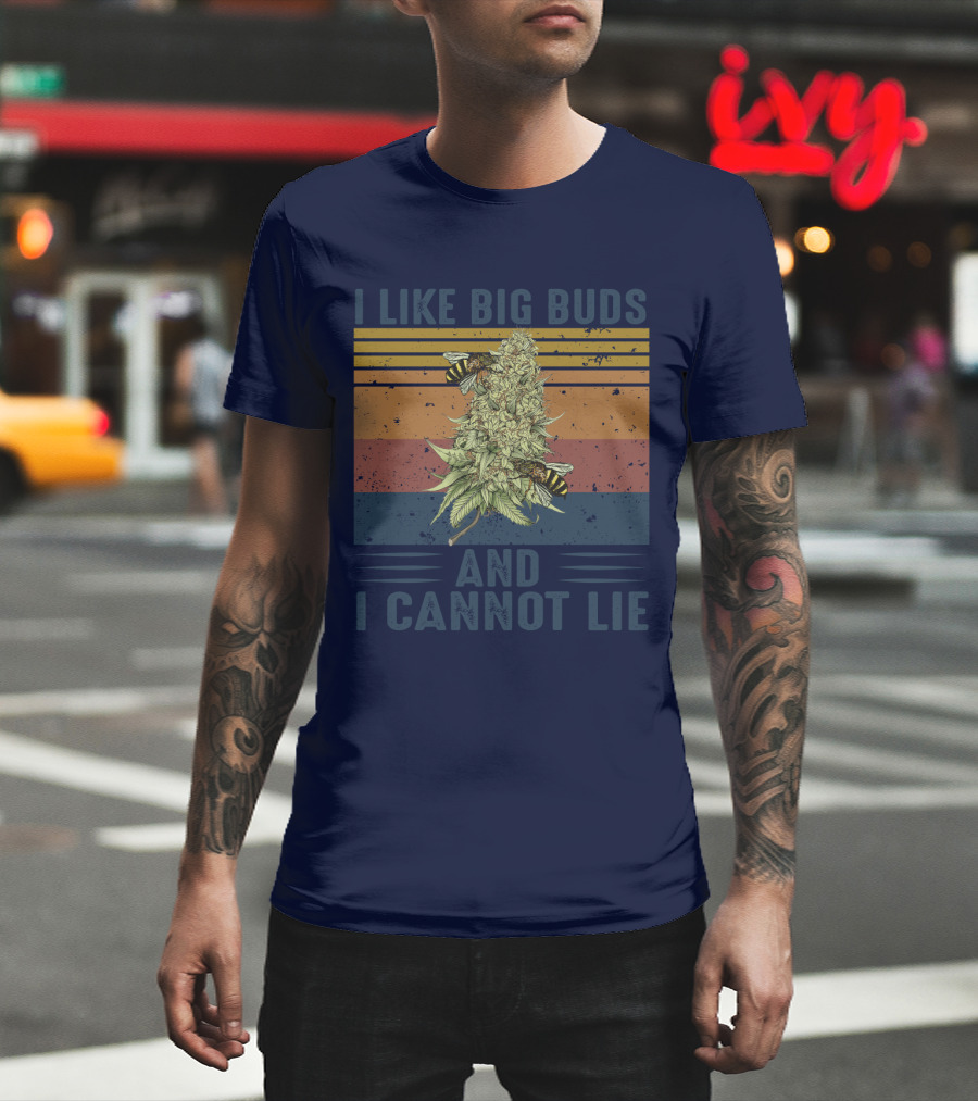 I Like Big Buds And I Cannot Lie Bees Vintage Stripes T-Shirt