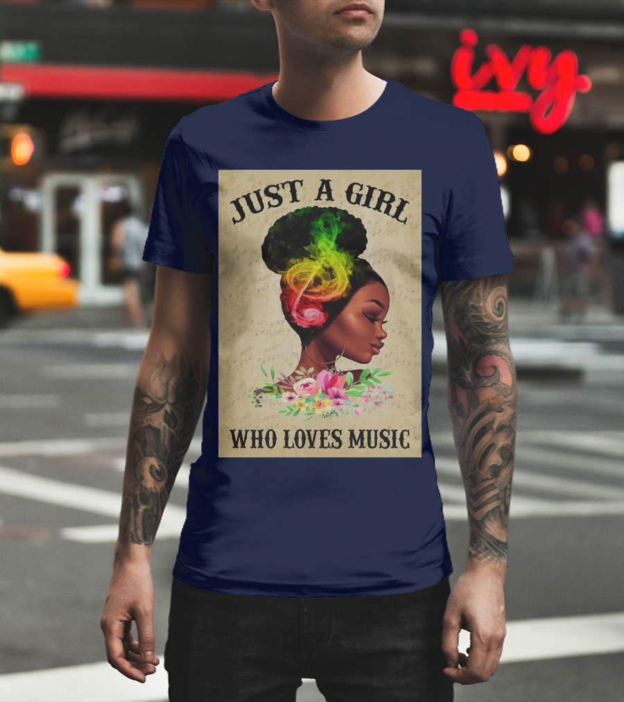 Just A Girl With Colorful Musical Hair Who Loves Music T-Shirt