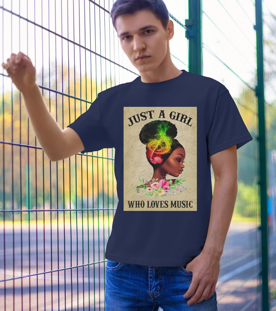 Just A Girl With Colorful Musical Hair Who Loves Music T-Shirt