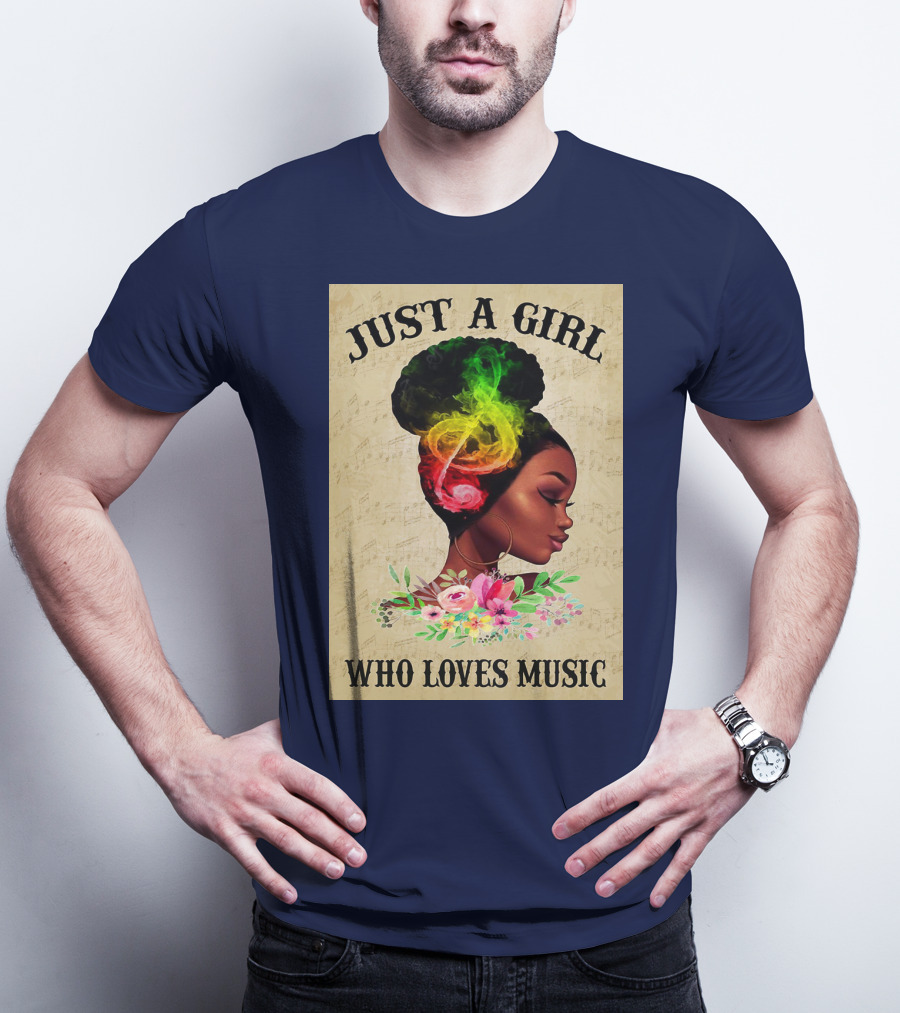 Just A Girl With Colorful Musical Hair Who Loves Music T-Shirt