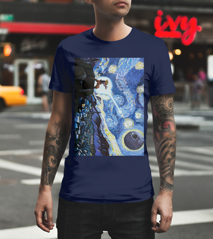 Son Goku Kamehameha Meets Death Star In Starry Night Fusion T-Shirt