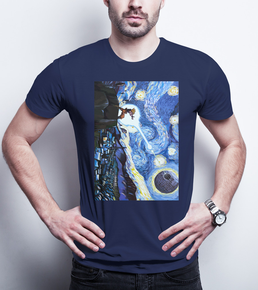 Son Goku Kamehameha Meets Death Star In Starry Night Fusion T-Shirt