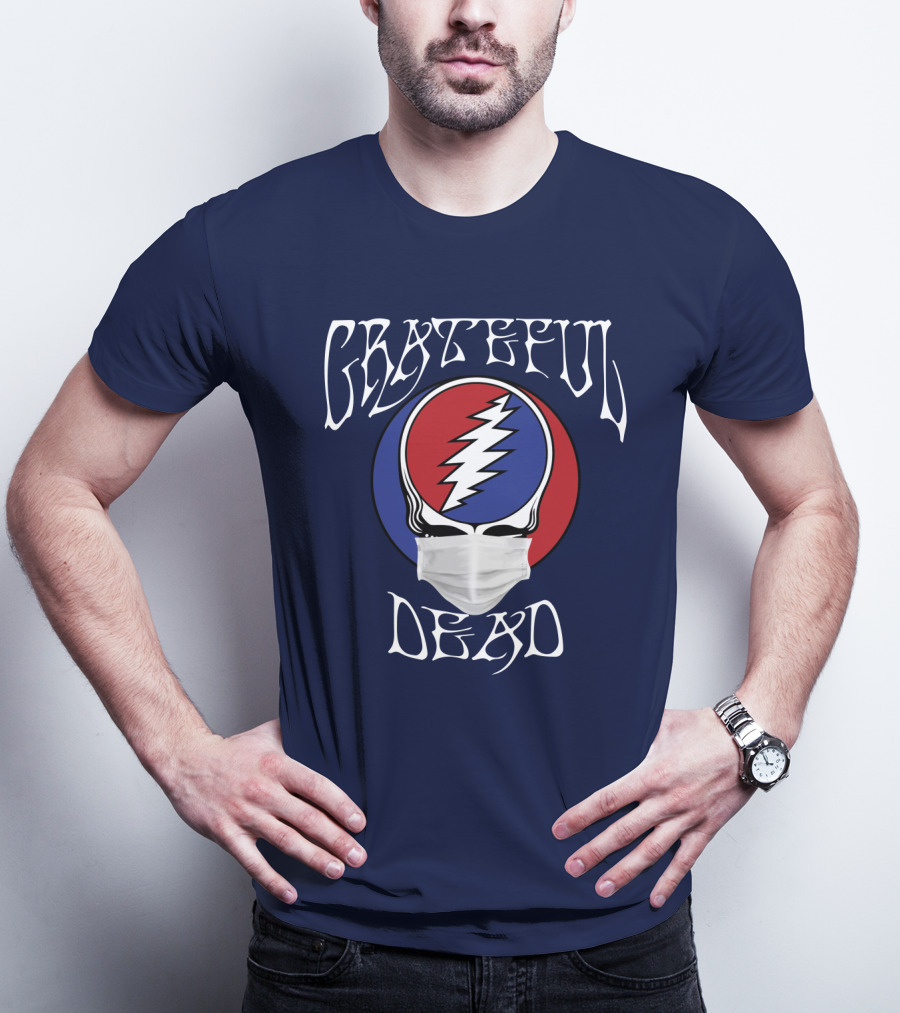 Grateful Dead Steal Your Face Mask Logo With Red And Blue Skull T-Shirt