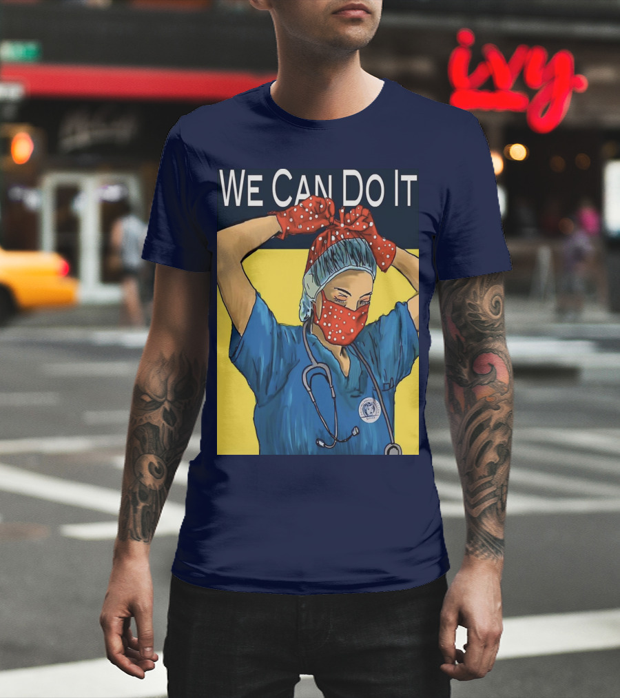 We Can Do It Nurse With Stethoscope And Red Bandana T-Shirt