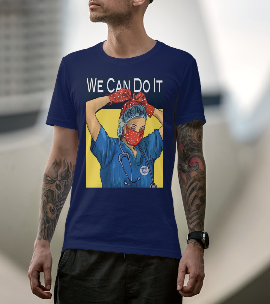 We Can Do It Nurse With Stethoscope And Red Bandana T-Shirt