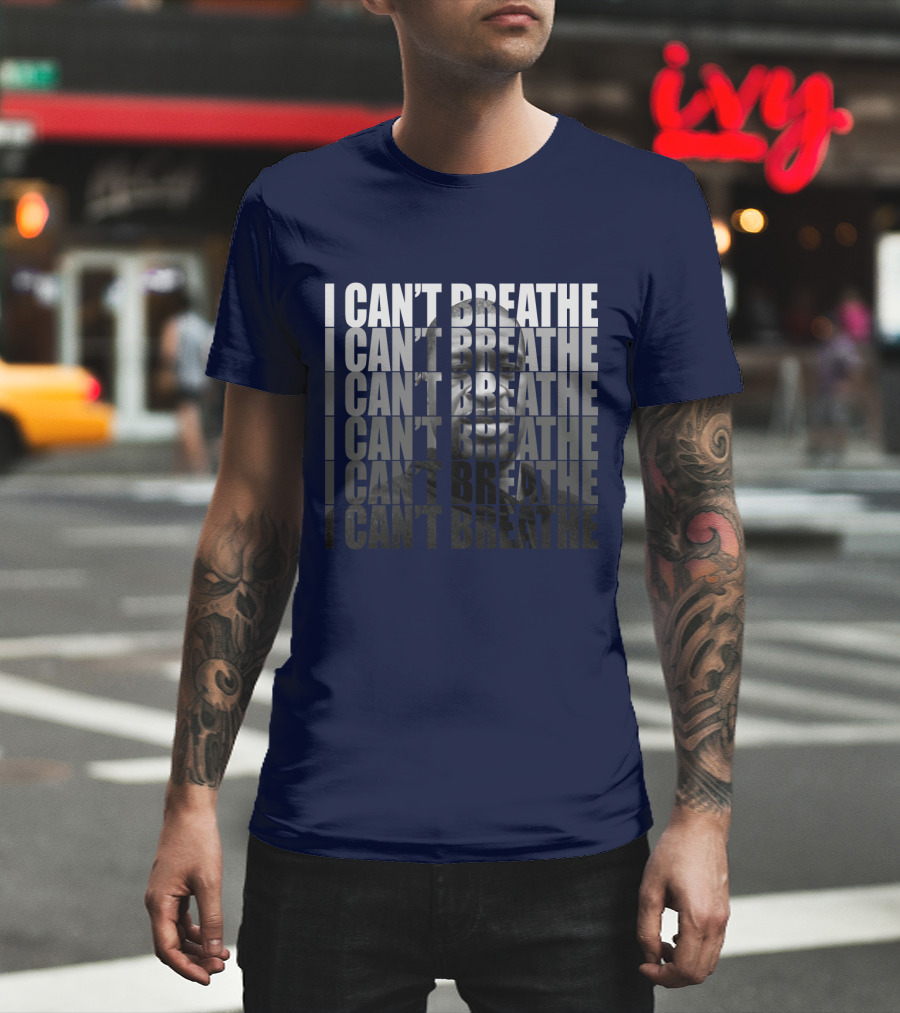 I Can't Breathe Repeated Text With Image Of George Floyd T-Shirt