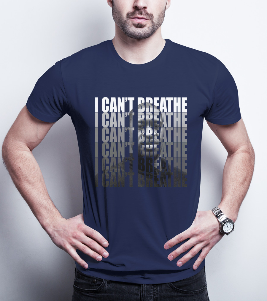 I Can't Breathe Repeated Text With Image Of George Floyd T-Shirt
