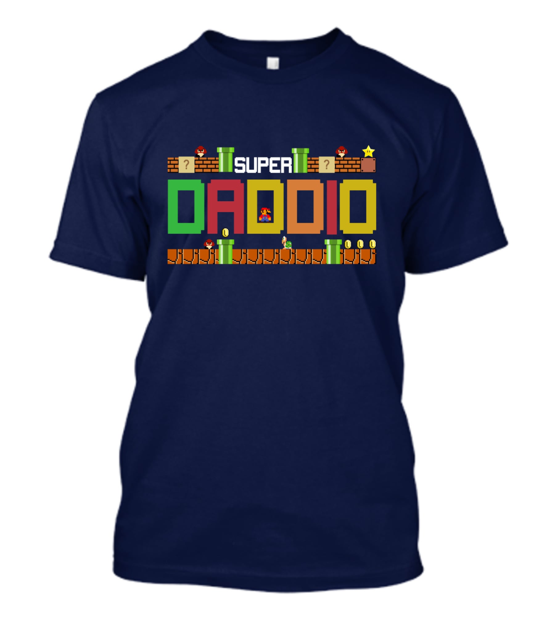 Super Daddio Family Mario Game Oversized Plus Size Block Letters T-Shirt