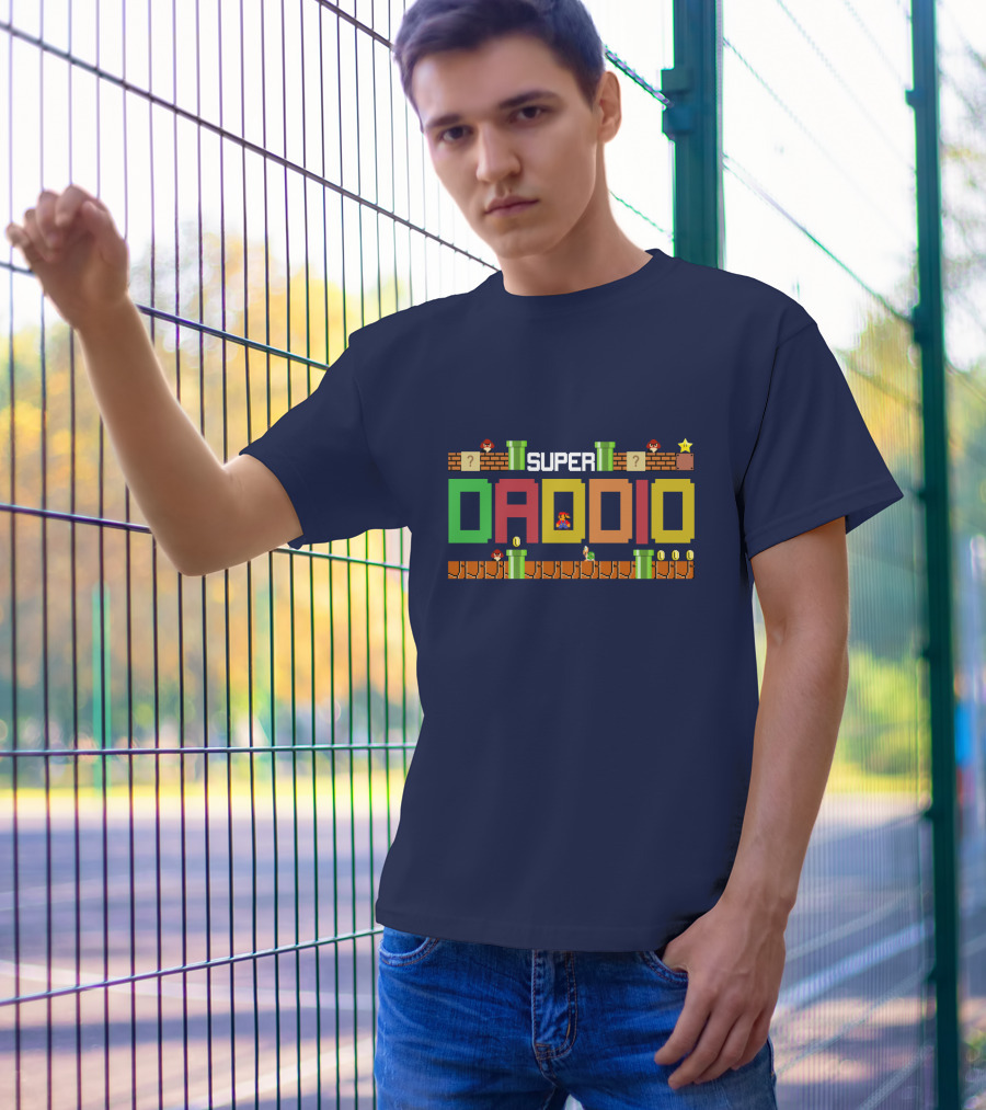 Super Daddio Family Mario Game Oversized Plus Size Block Letters T-Shirt