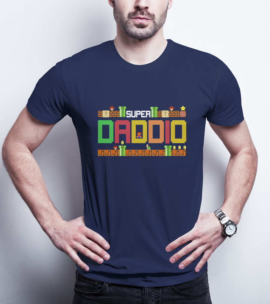 Super Daddio Family Mario Game Oversized Plus Size Block Letters T-Shirt