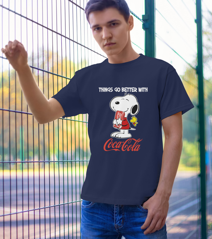 Snoopy Woodstock Things Go Better With Coca Cola T-Shirt