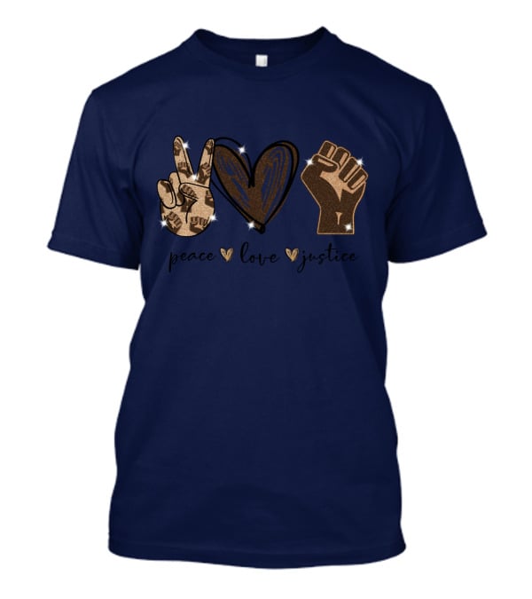 Peace Love Justice Glittering Icons Diamond Oversized Plus Size T-Shirt