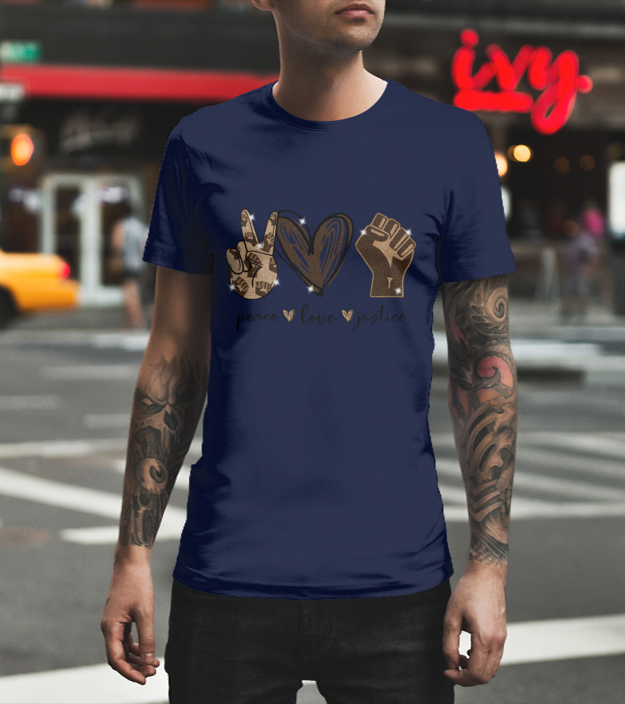Peace Love Justice Glittering Icons Diamond Oversized Plus Size T-Shirt