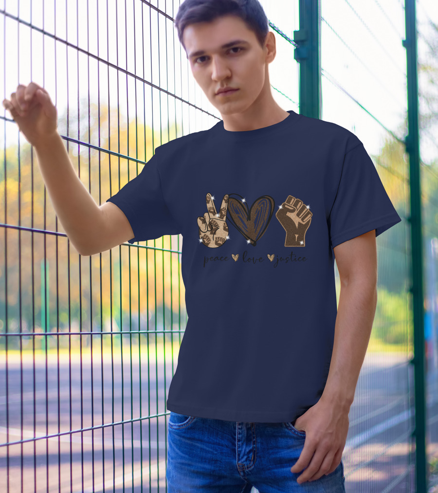 Peace Love Justice Glittering Icons Diamond Oversized Plus Size T-Shirt