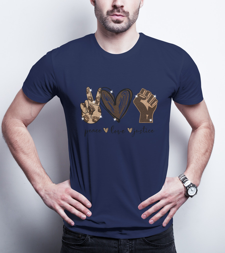 Peace Love Justice Glittering Icons Diamond Oversized Plus Size T-Shirt