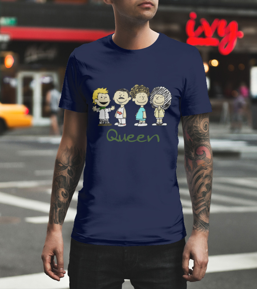 Queen Band Peanuts Snoopy And Friends Freddie Brian Roger John T-Shirt