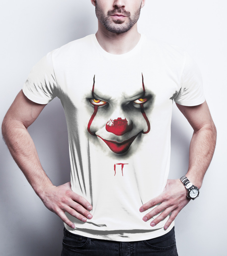 IT Pennywise Evil Clown Face With Scary House Inside Nose T-Shirt