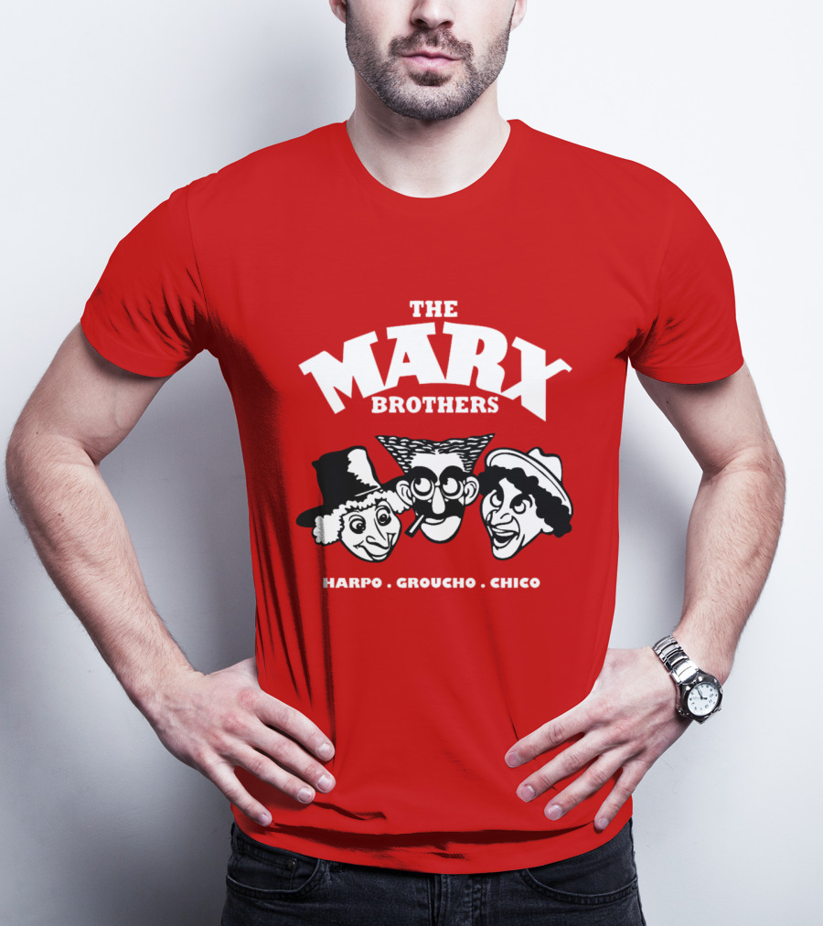 The Marx Brothers Harpo Groucho Chico Classic Comedy Icons Red T-Shirt