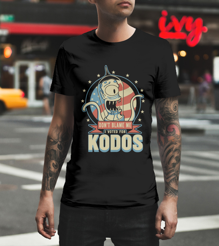 Don't Blame Me I Voted For Kodos Simpsons Alien American Flag T-Shirt