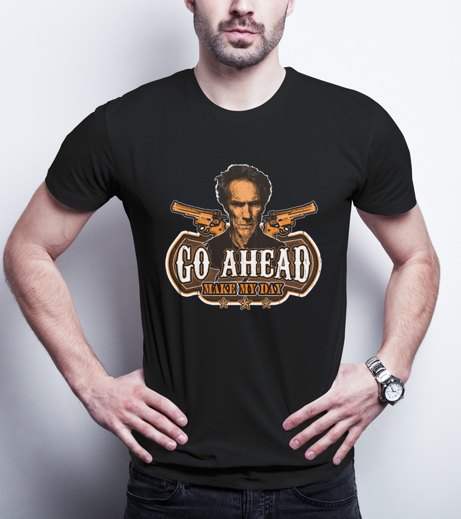 Go Ahead Make My Day Clint Eastwood Dirty Harry Guns Retro T-Shirt