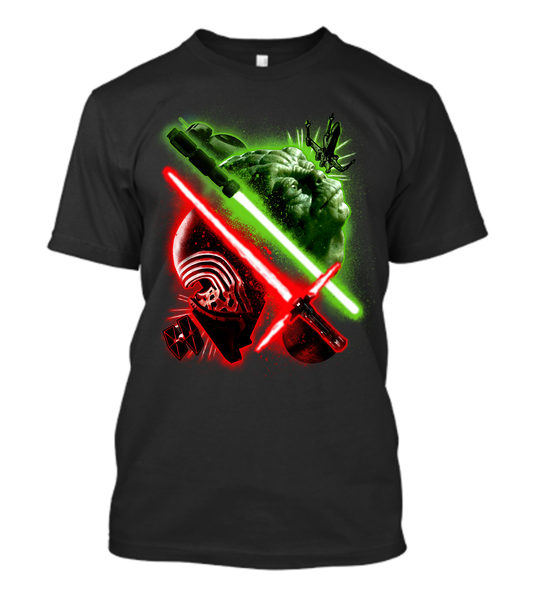 Grandmaster Yoda Darth Vader Kylo Ren Lightsaber Star Wars T-Shirt