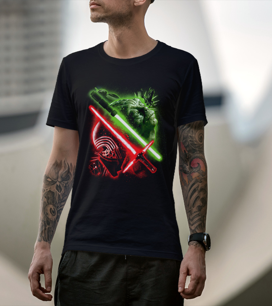 Grandmaster Yoda Darth Vader Kylo Ren Lightsaber Star Wars T-Shirt
