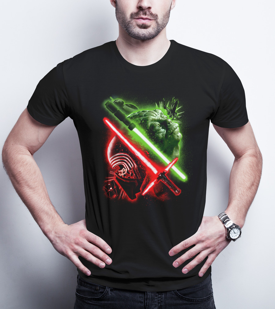 Grandmaster Yoda Darth Vader Kylo Ren Lightsaber Star Wars T-Shirt