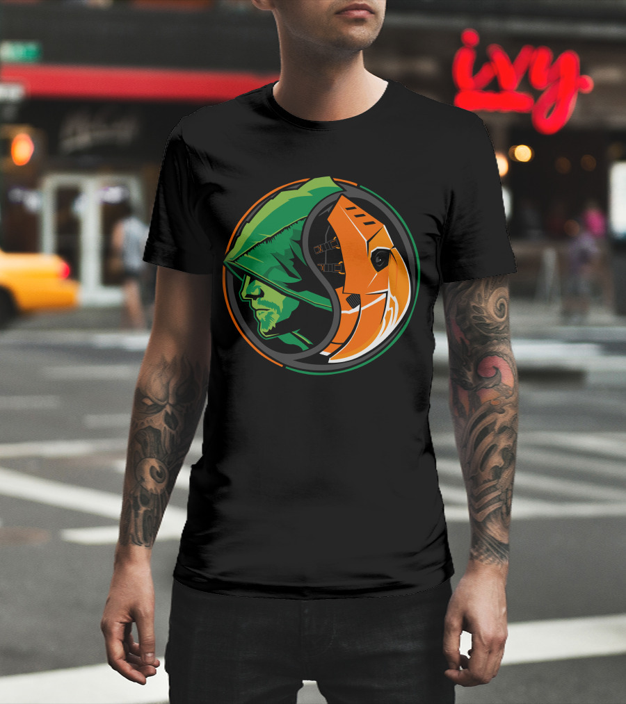 Green Arrow Slade Deathstroke Yin Yang T-Shirt