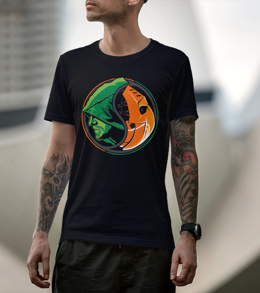 Green Arrow Slade Deathstroke Yin Yang T-Shirt