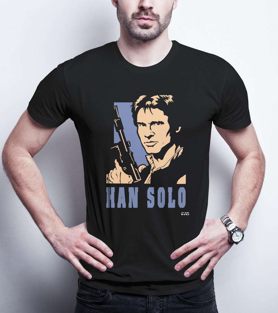 Han Solo Star Wars Vintage Style Graphic With Blaster T-Shirt