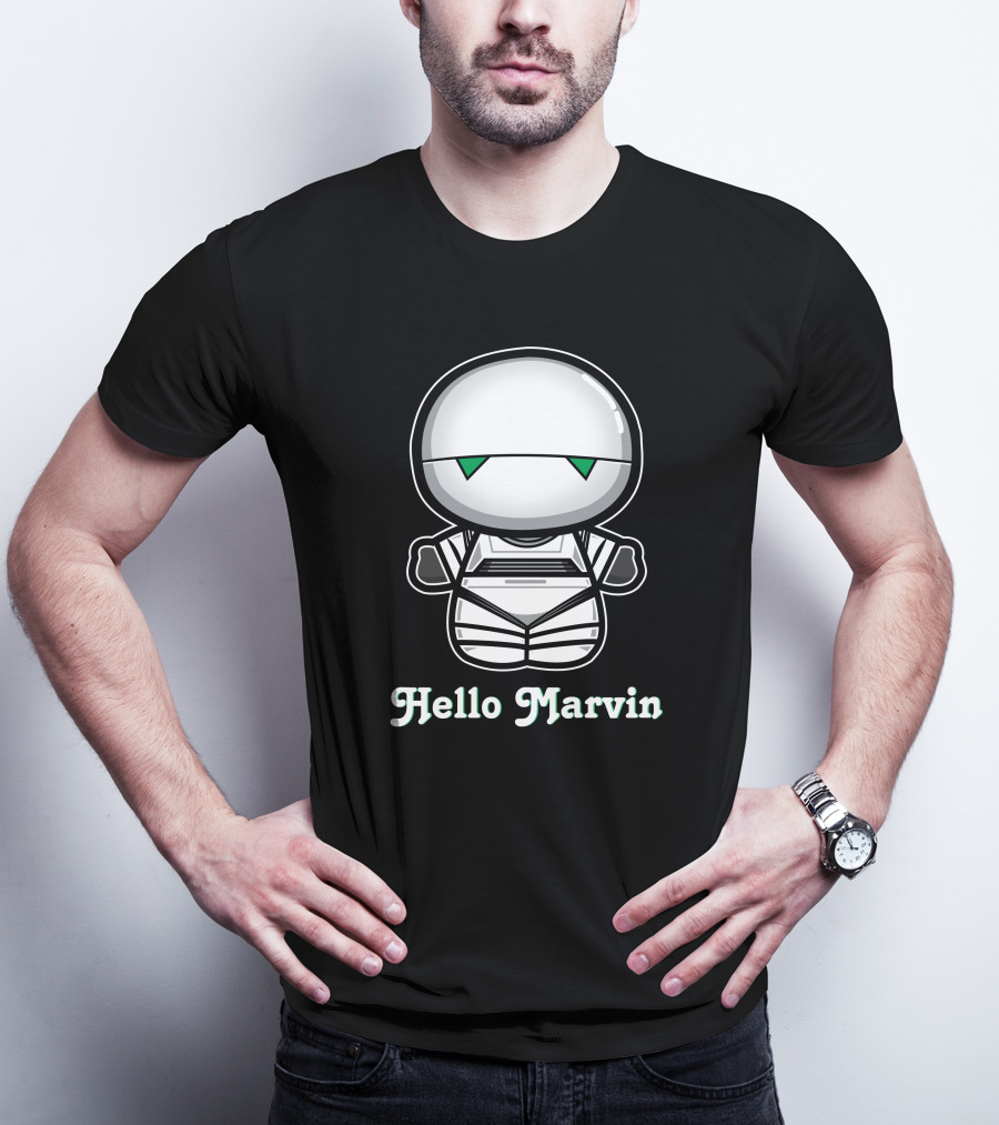 Hello Marvin The Paranoid Android Cute Cartoon Character T-Shirt