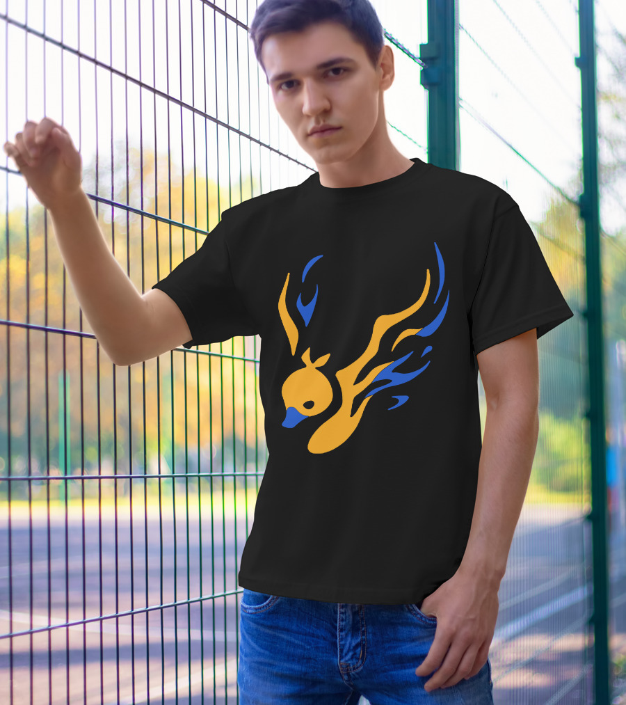 Uhiuhihn Phoenix Inspired Iconic Blue And Orange T-Shirt