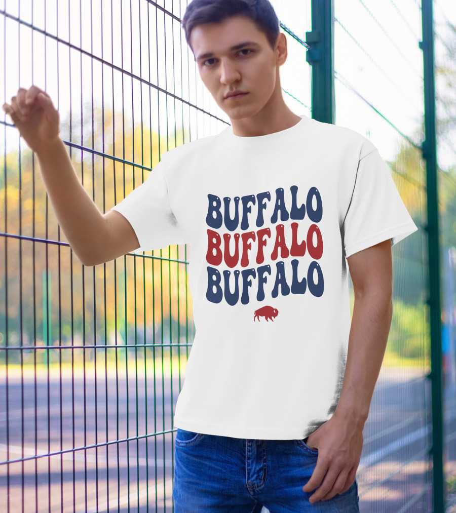Buffalo Buffalo Buffalo Groovy Retro Style With Bison T-Shirt