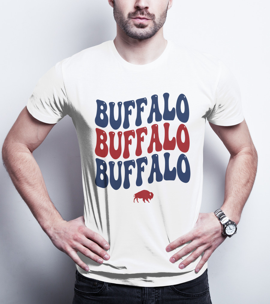 Buffalo Buffalo Buffalo Groovy Retro Style With Bison T-Shirt