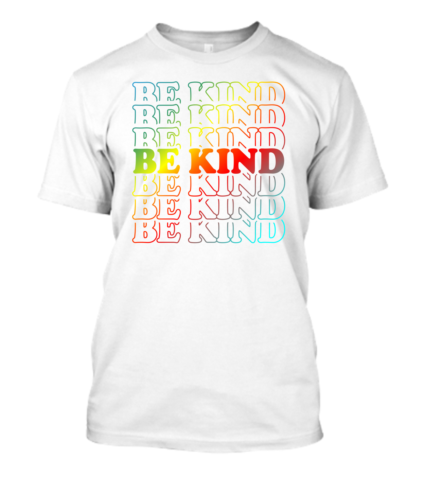BE KIND Multicolor Gradient Typography T-Shirt