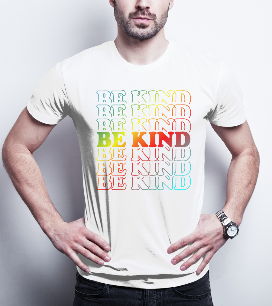 BE KIND Multicolor Gradient Typography T-Shirt