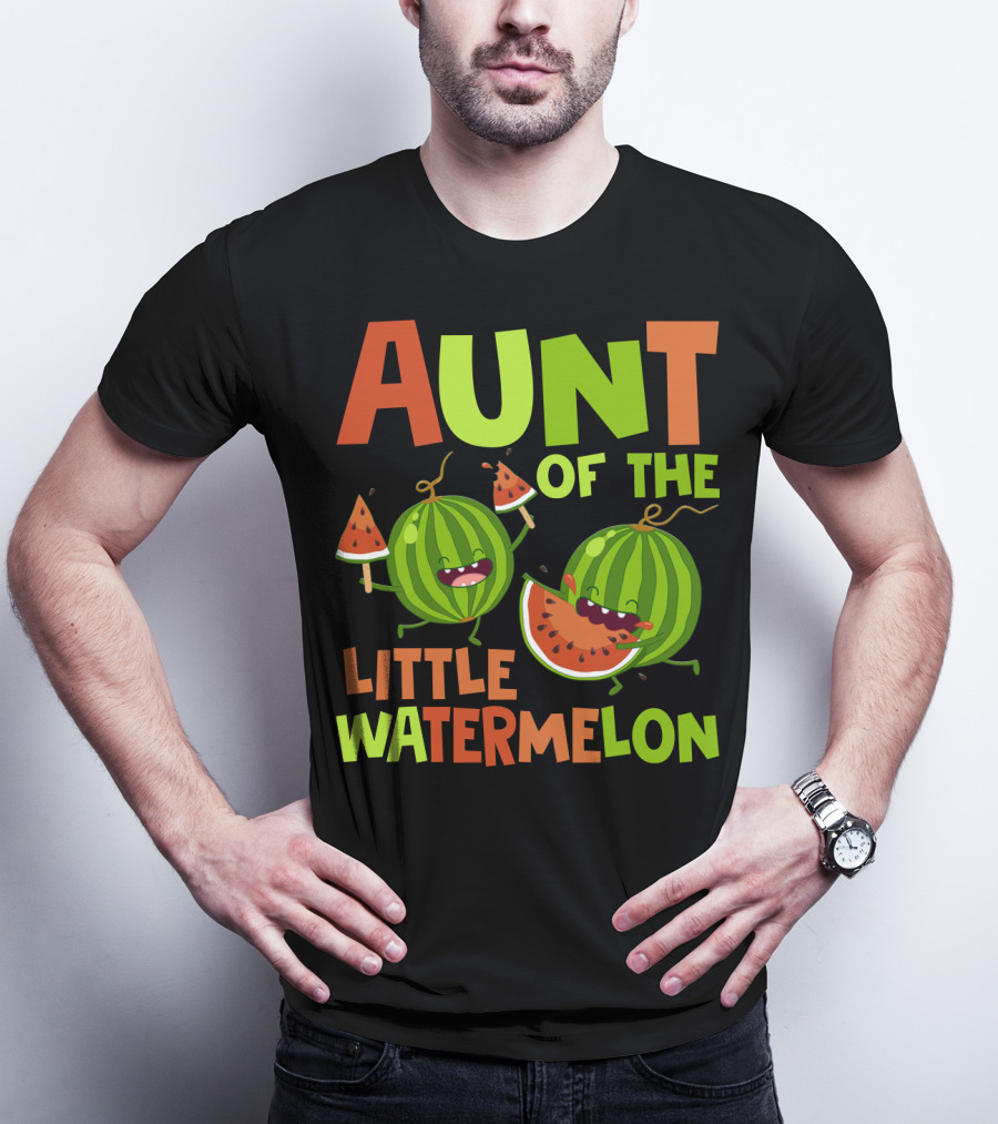 Aunt Of The Little Watermelon Funny Birthday Family T-Shirt