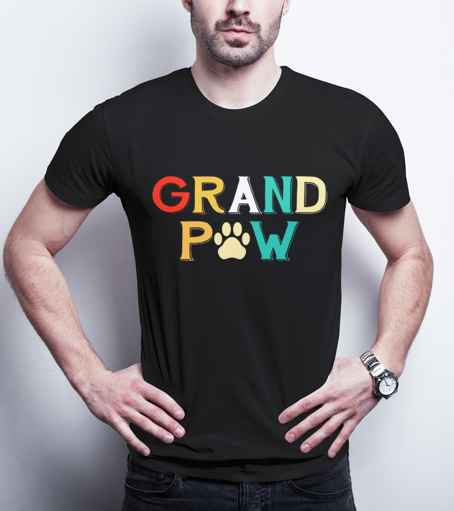 Grand Paw Doggy Puppy Lover Grandpa Funny Dog Paw Prints T-Shirt