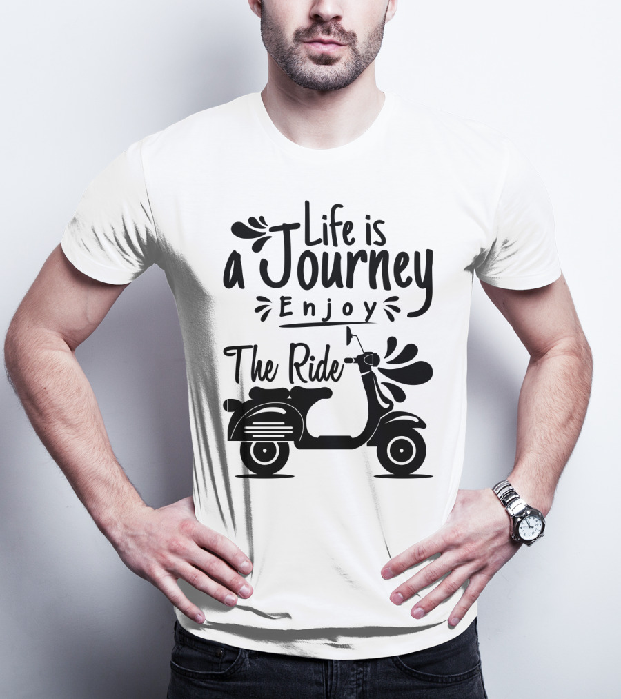 Life Is A Journey Enjoy The Ride Vespa Scooter Motif T-Shirt