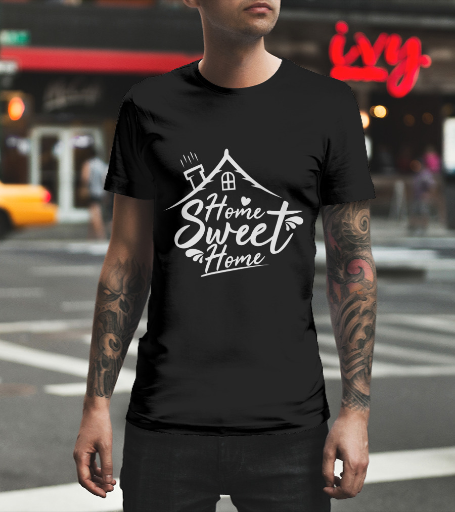 Home Sweet Home Cozy Cottage Roof Graphic With Heart Accent T-Shirt
