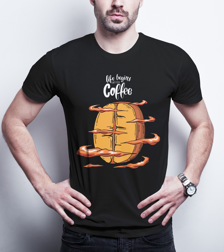 Life Begins After Coffee Football Steam Humor T-Shirt