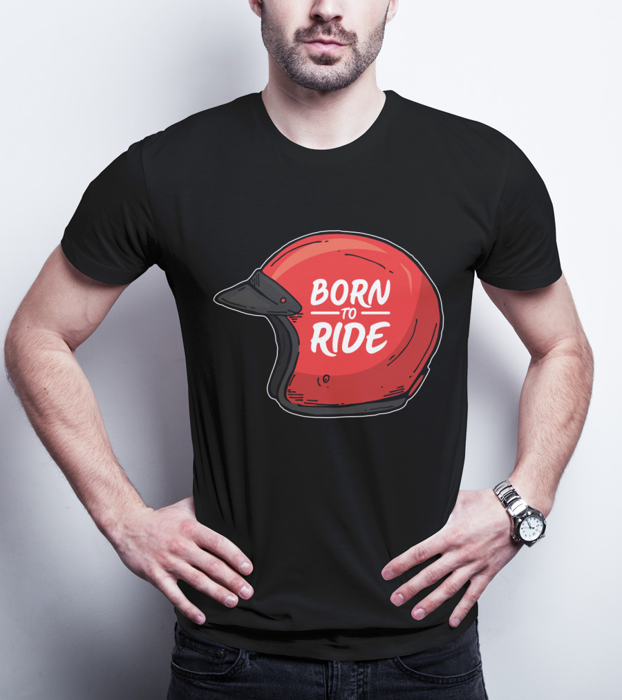 Born To Ride Retro Red Motorcycle Helmet T-Shirt